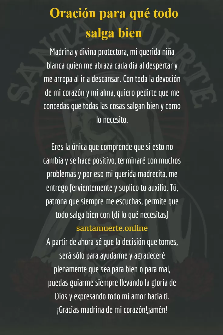 Oración a la Santa Muerte para que TODO salga Bien | Milagrosa Oración a la Santa Muerte para que TODO salga Bien | Milagrosa